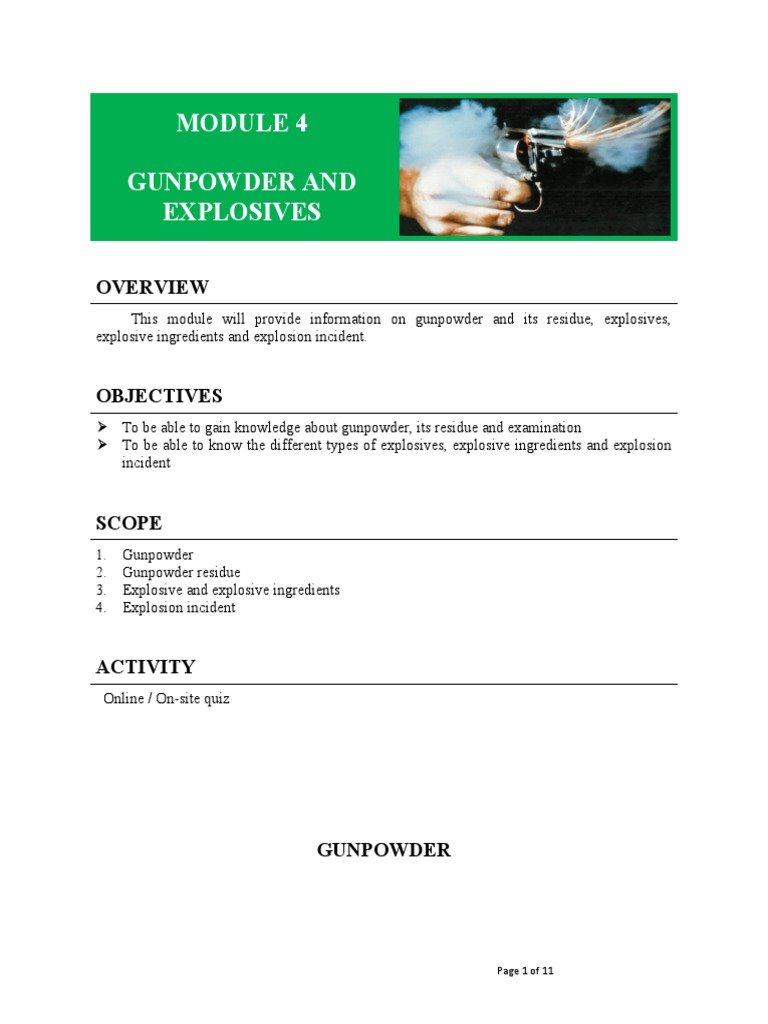 Module 4 - Gunpowder and Explosives | PDF | Gunpowder | Explosion