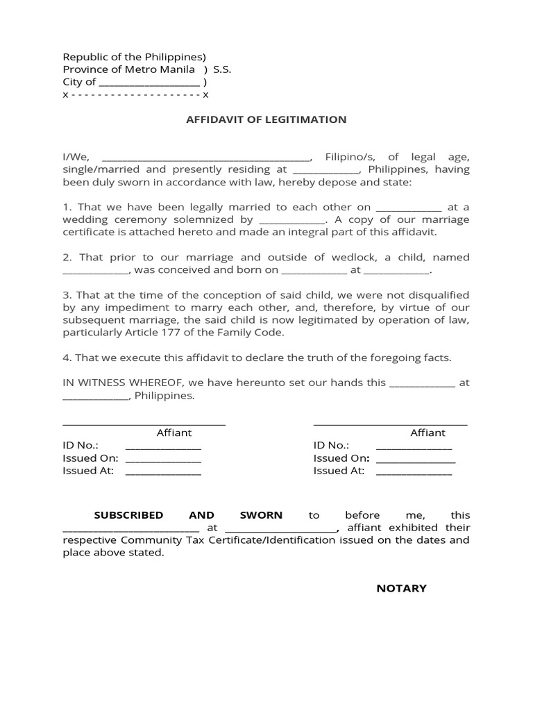 Affidavit of Legitimation | PDF