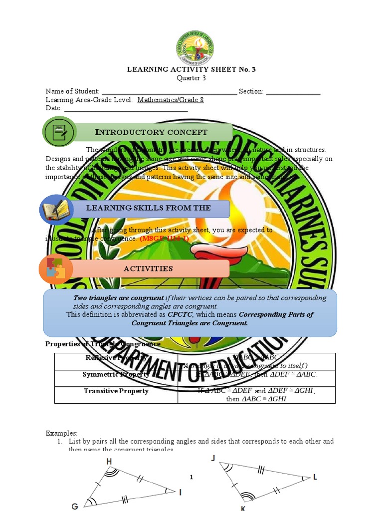 Q3 Math 8 LAS3 MG8E IIId 1 | PDF | Geometry | Arithmetic