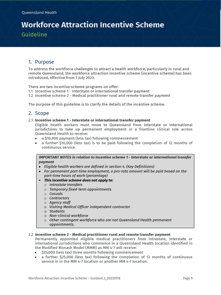 Workforce Attraction Incentive Scheme Guideline | PDF