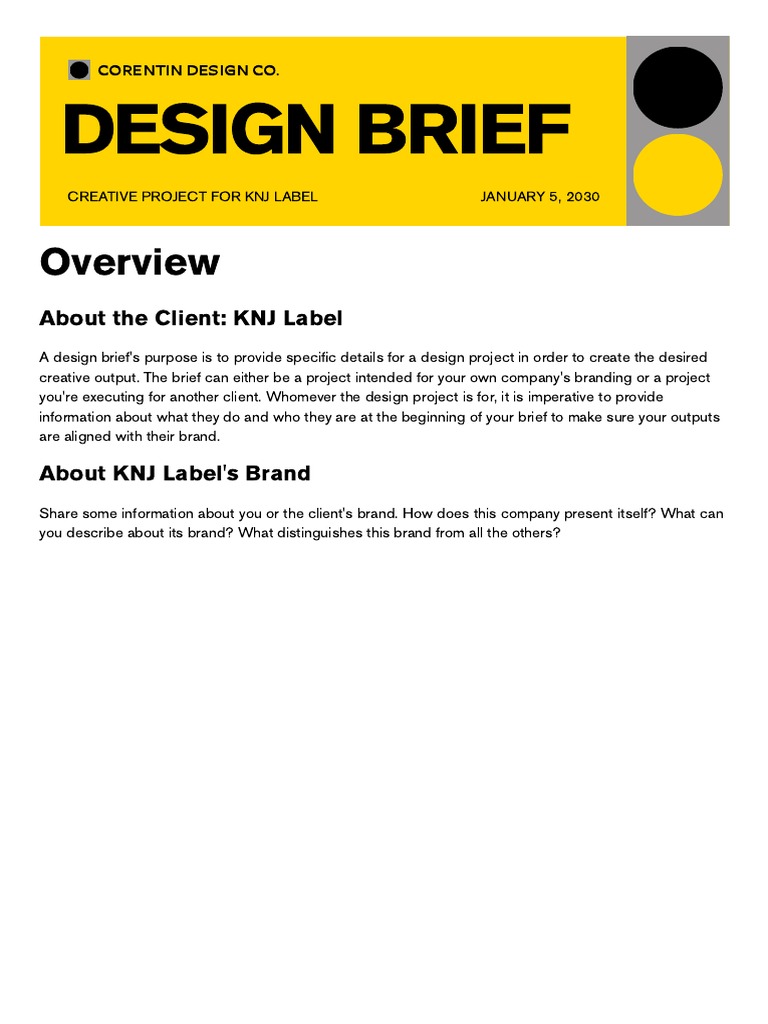 Design Brief Professional Doc in Yellow Black Grey Bold Modern Style ...