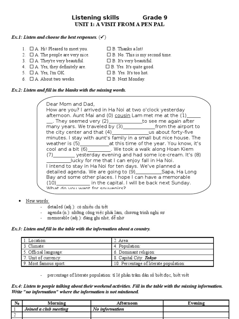 Grade 9 Listening Skills Guide | PDF | Japan