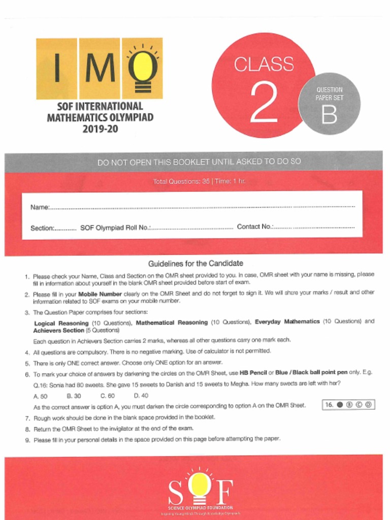 IMO - Class 2 - 2019-20 | PDF