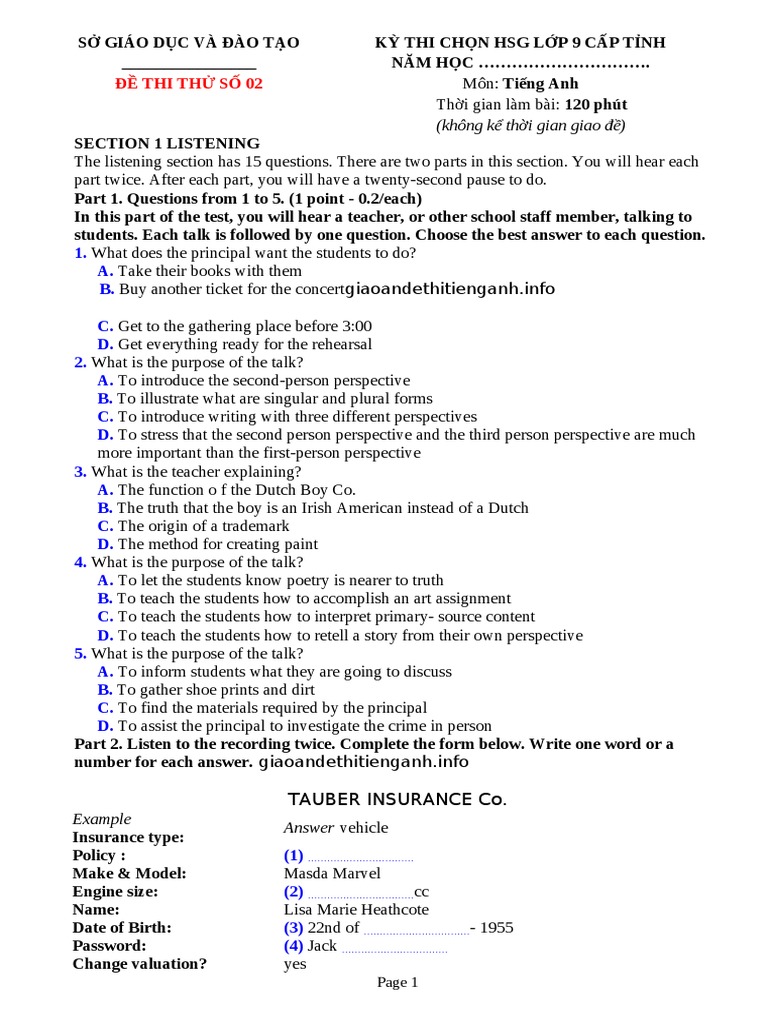 Tuyển tập 50 đề HSG anh 9 có file nghe, đáp án,Script đề 10 | PDF | Survey Methodology | Opinion ...