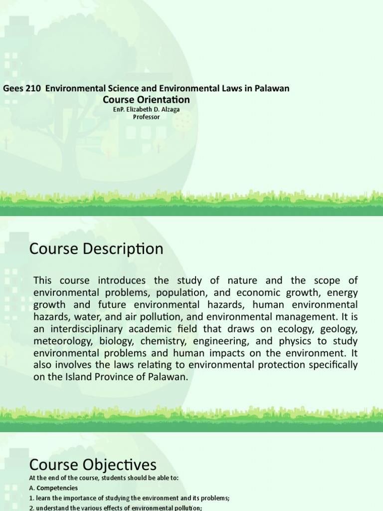 Gees 210 Environmental Science Course Orientation | PDF | Career & Growth