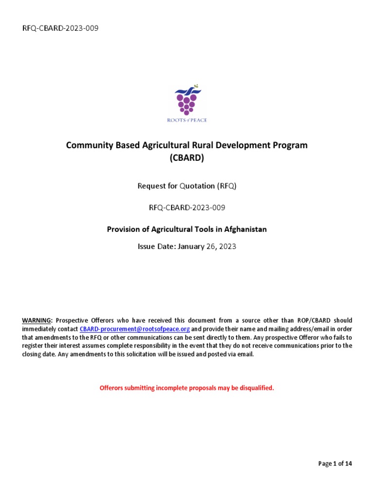 Community Based Agricultural Rural Development Program (Cbard) | PDF