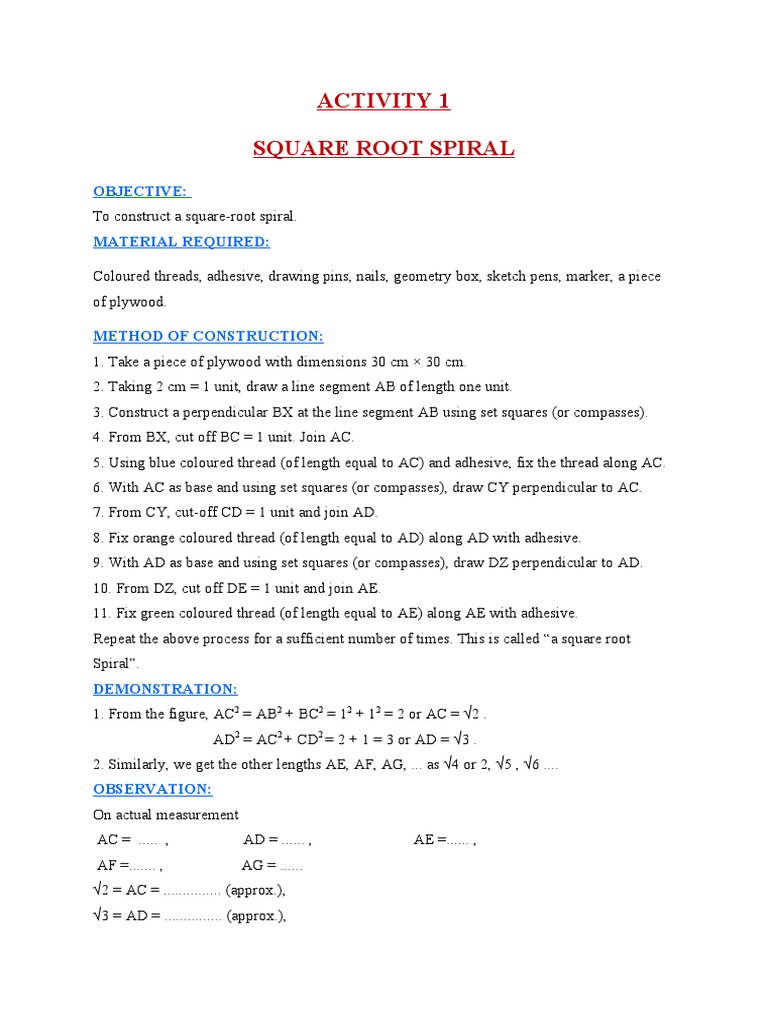 Lab Activities Class 9 | PDF | Rectangle | Area