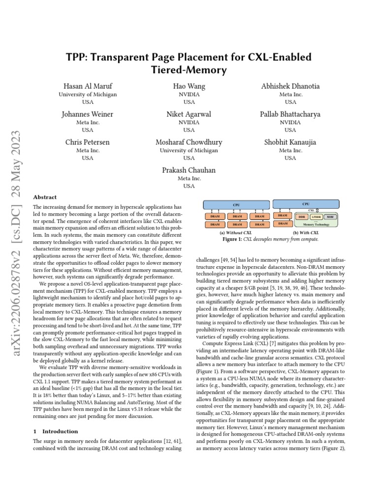 CXL-Enabled Tiered-Memory Optimization | PDF