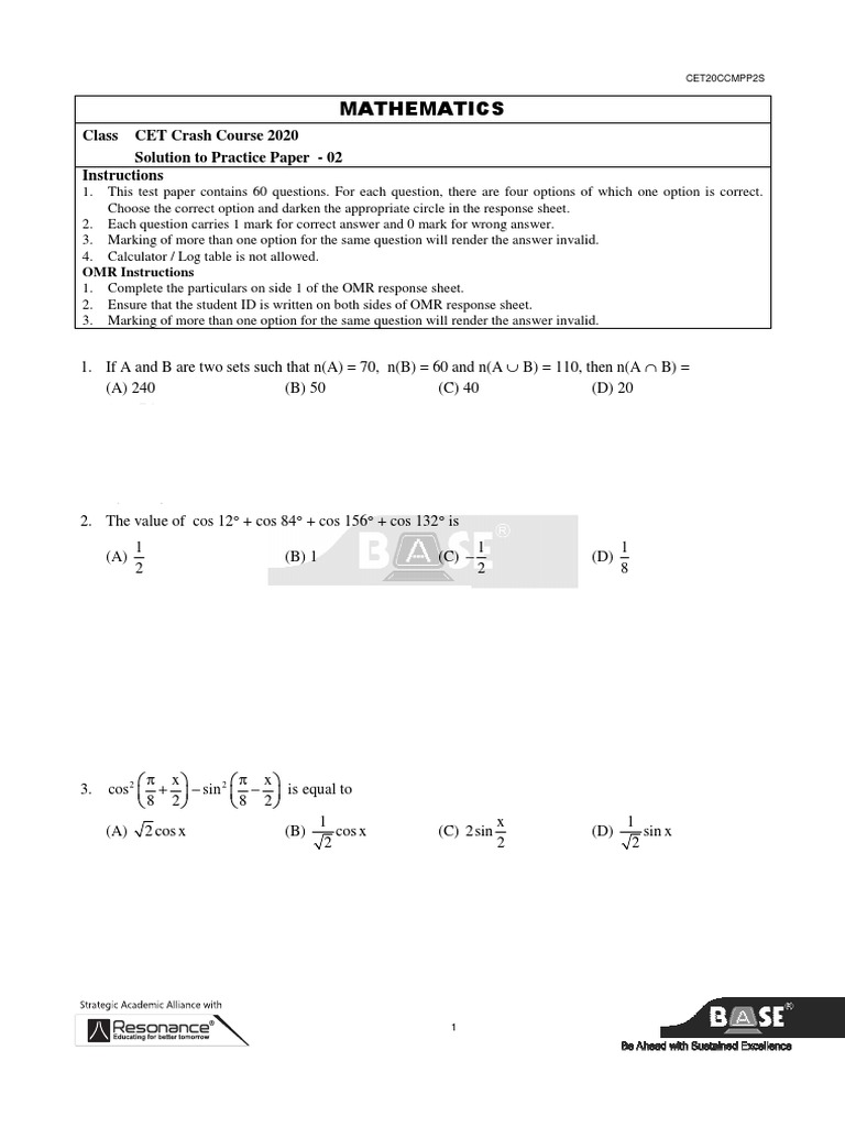 Math 2 Question Paper | PDF