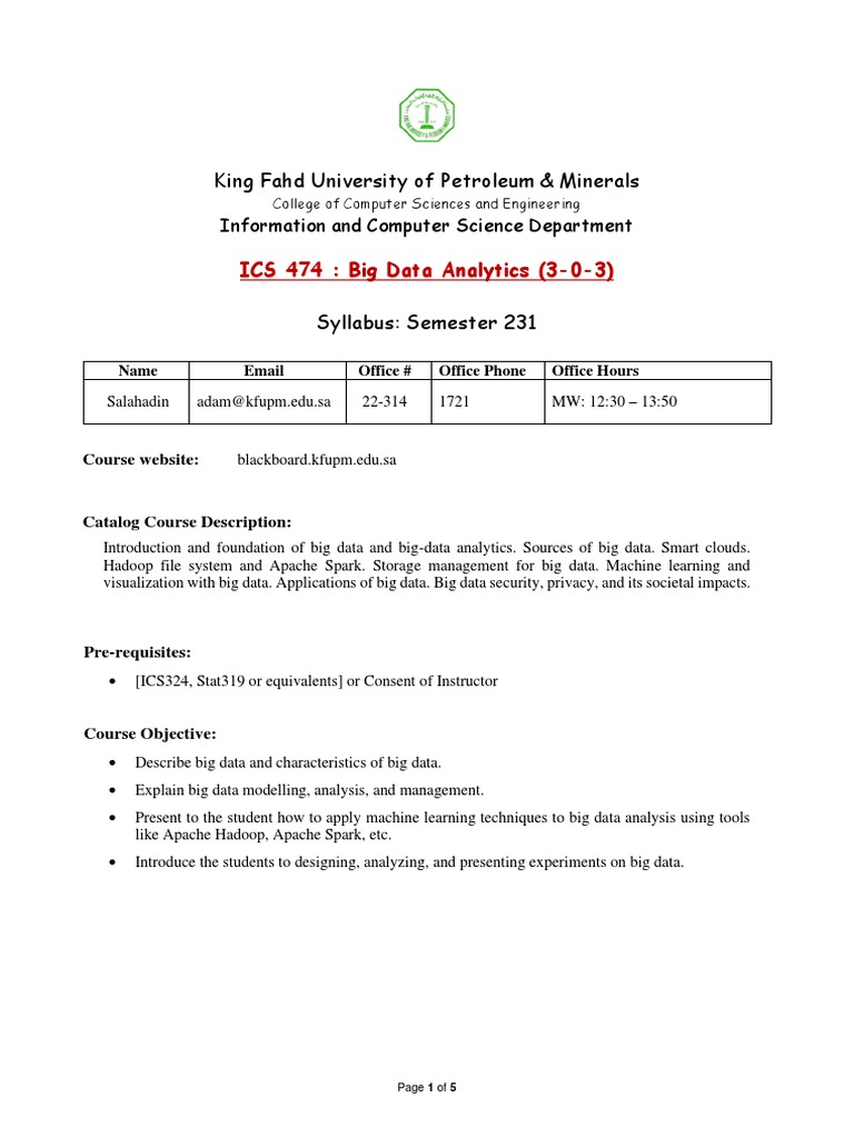 Syllabus | PDF | Big Data | Data