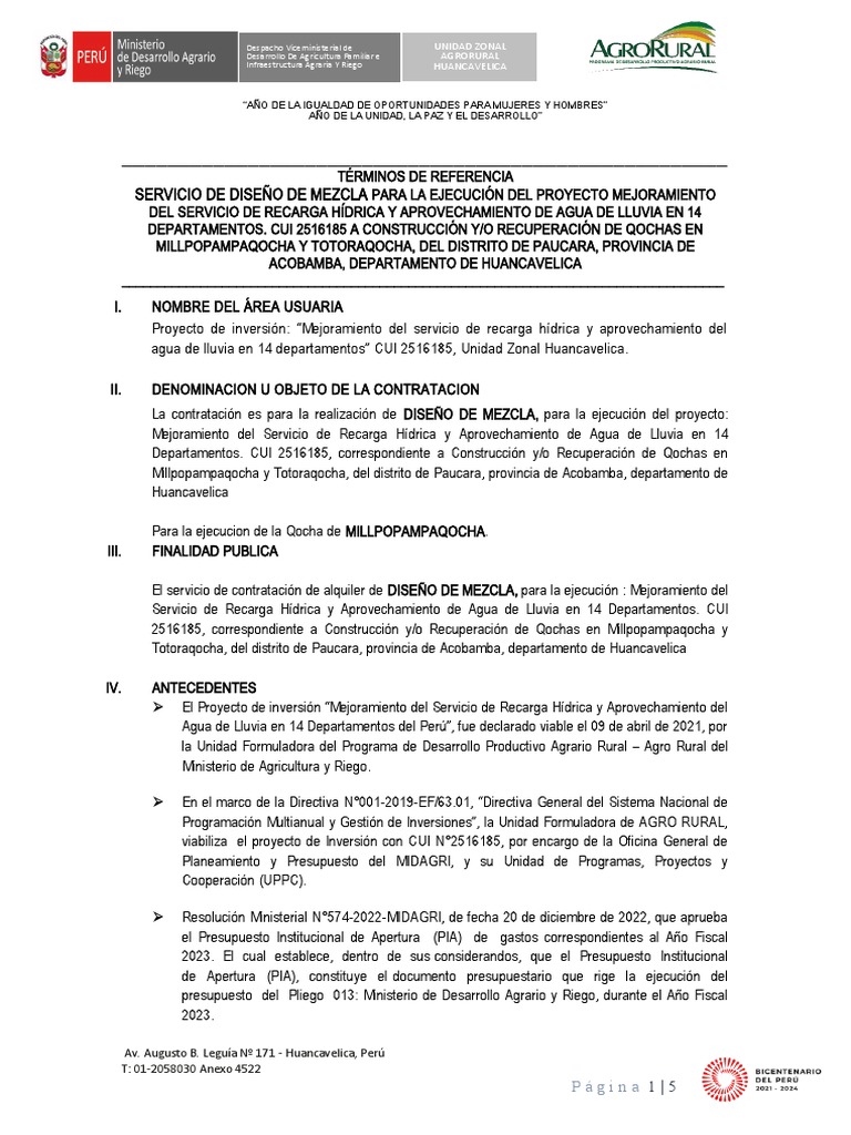 TDR Diseño de Mezcla | PDF