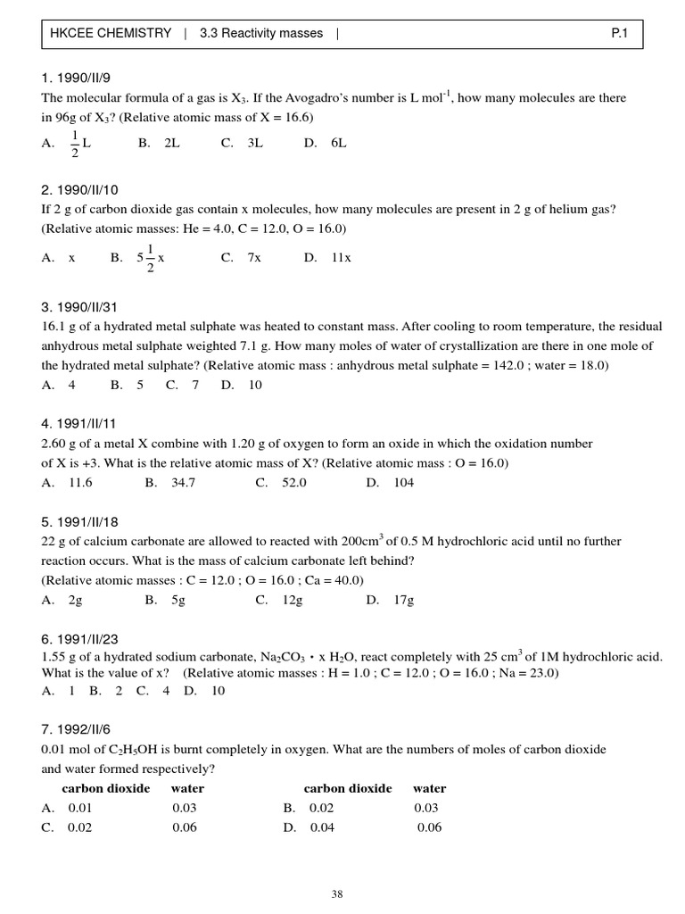 Simple Mole Calculation | PDF | Mole (Unit) | Oxide
