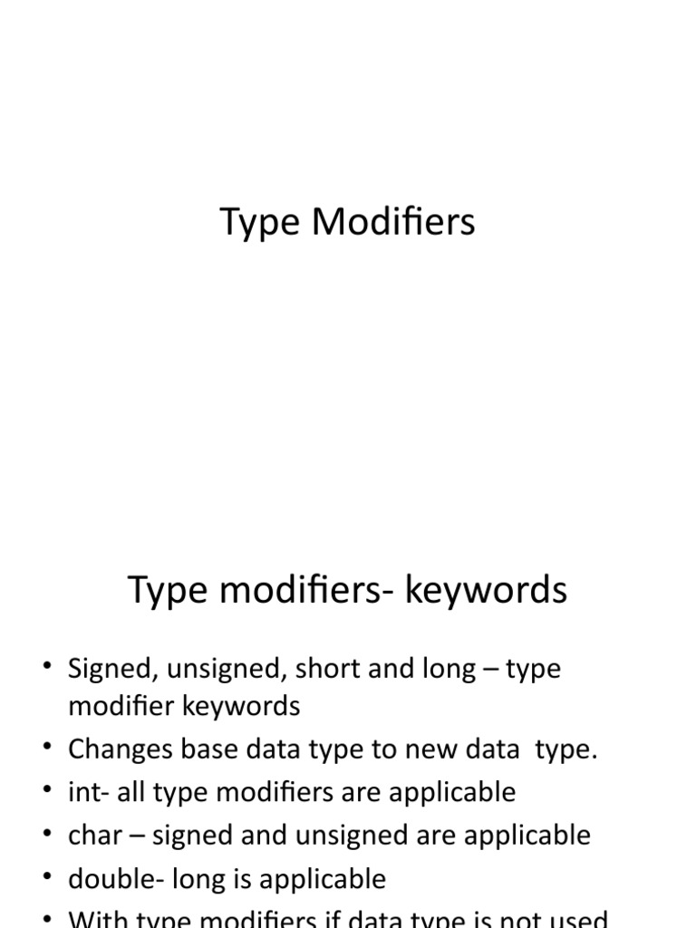 Type Modifiers and casting (1) | PDF
