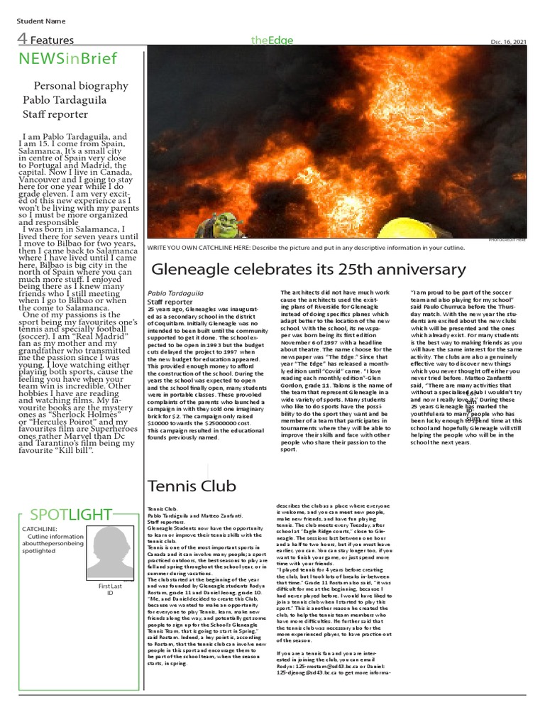 Student Name Page Layout Test | PDF