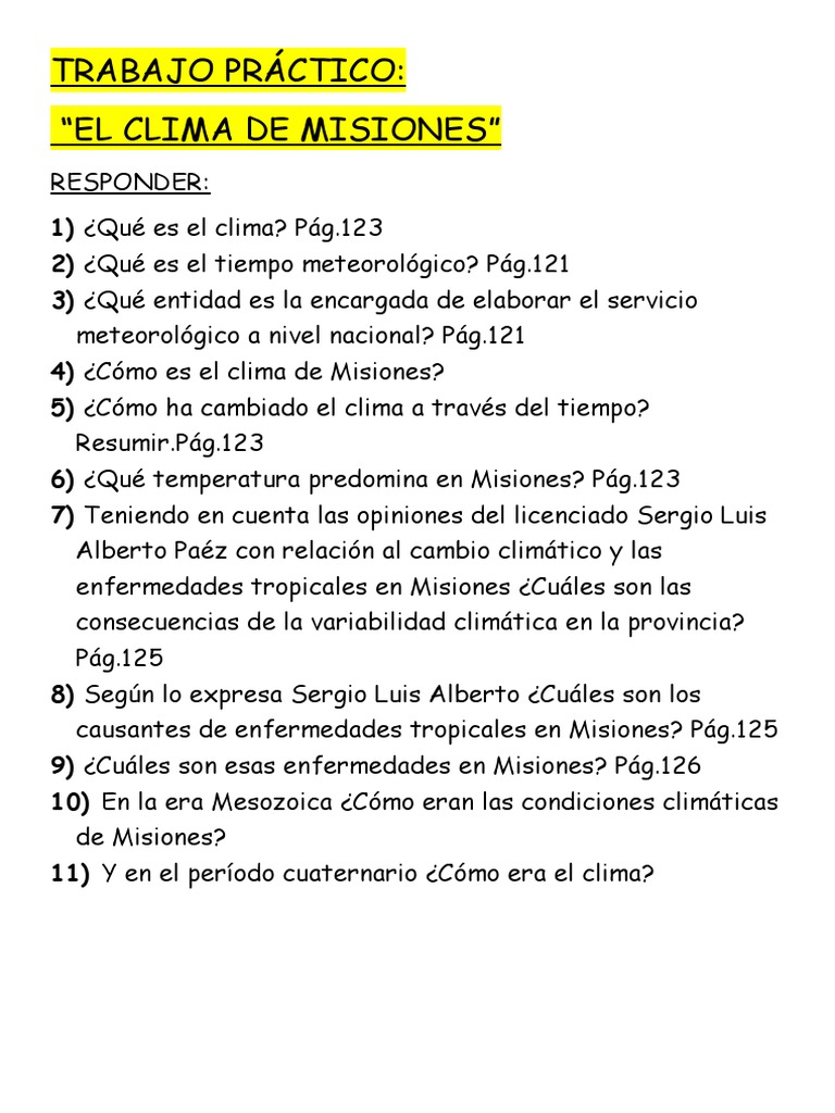 Clima de Misiones: Características y Cambios | PDF