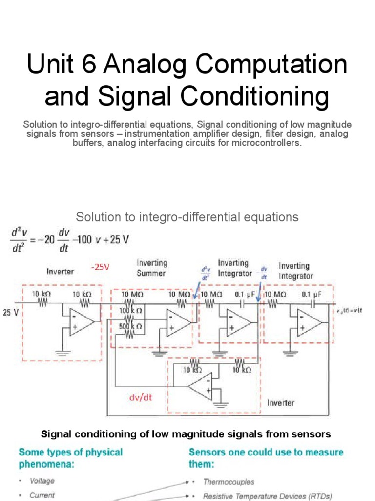 Unit 6 Analog Computation and Signal Conditioning | PDF | Amplifier | Operational Amplifier