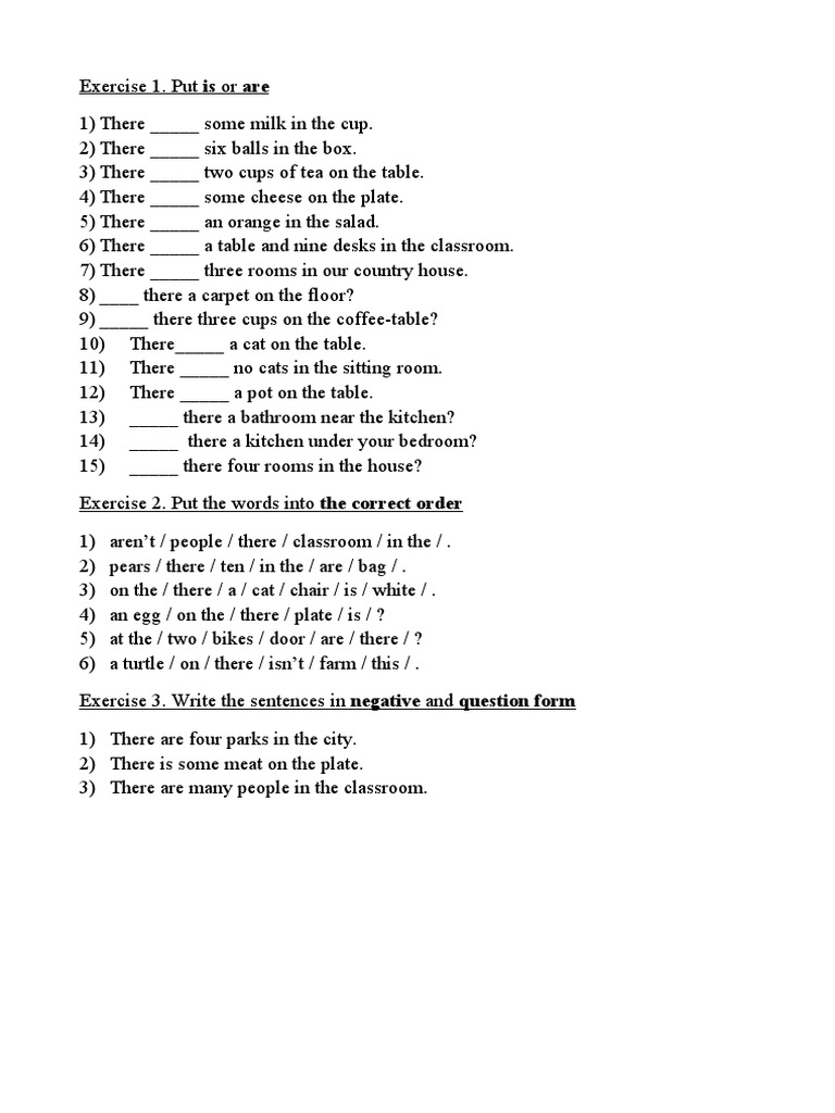 There Is Are - Exercises | PDF | Wellness