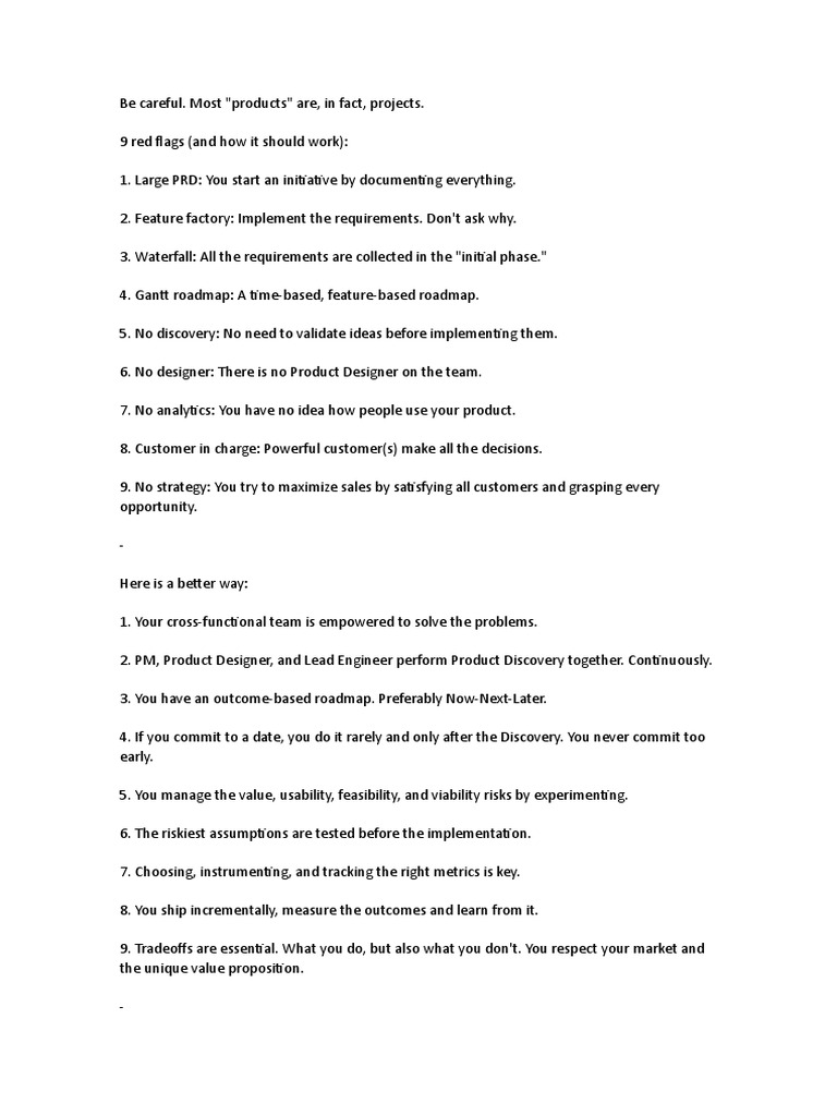Product Management Red Flags Explained | PDF