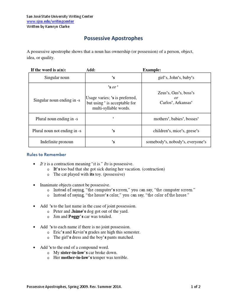 Possessive Apostrophes | PDF