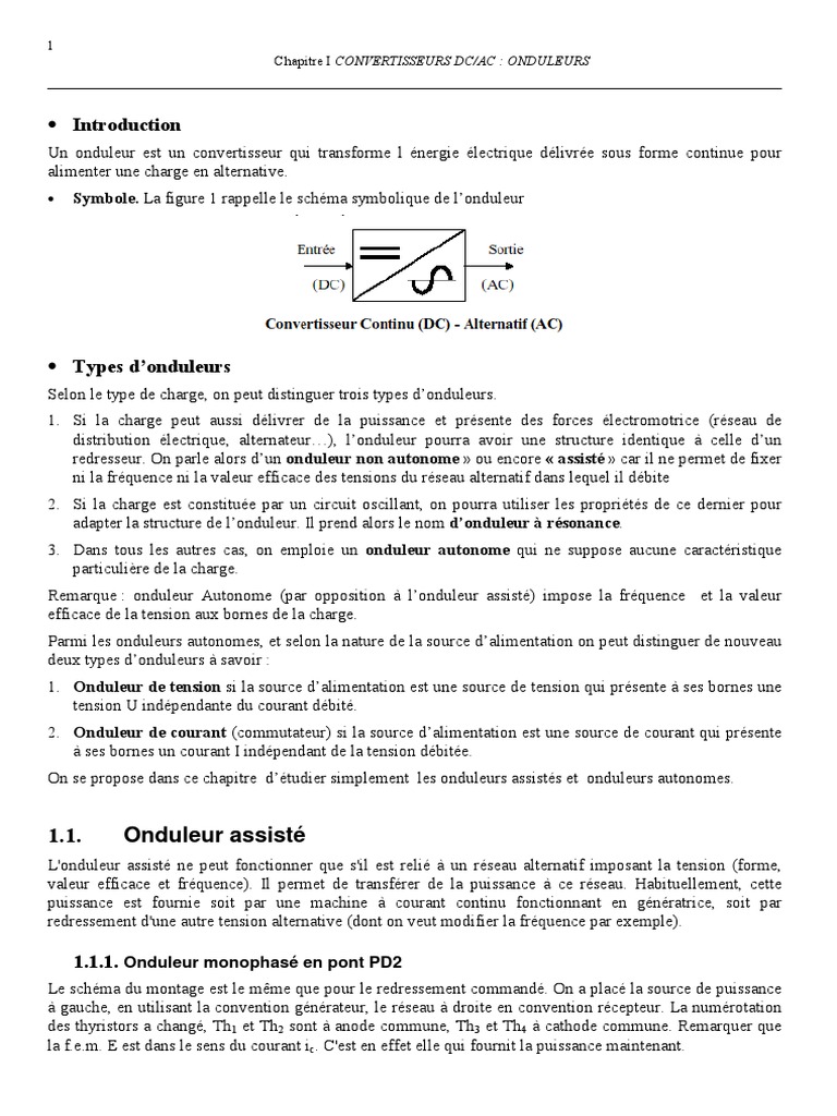 Chapitre 4 Onduleurs | PDF | Onduleur | Redresseur