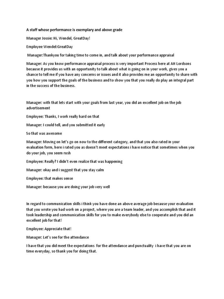 Script | PDF | Performance Appraisal