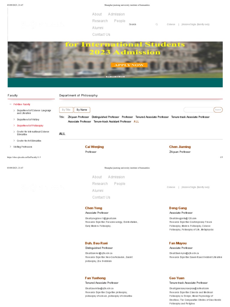SJTU Philosophy Faculty | PDF