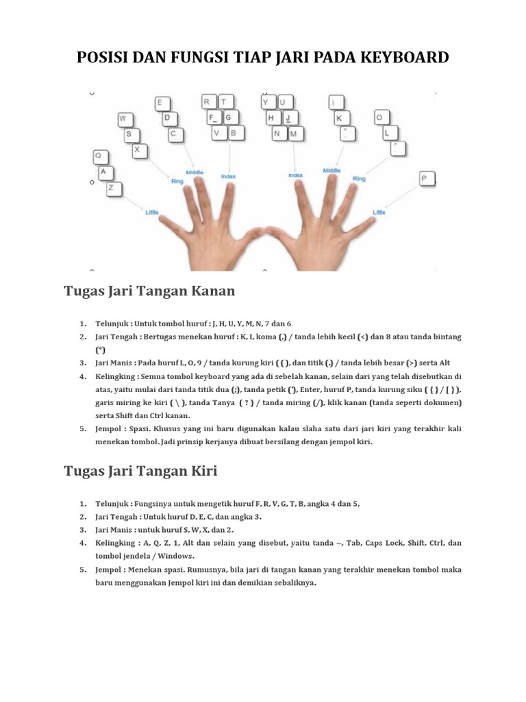 Posisi Dan Fungsi Tiap Jari Pada | PDF
