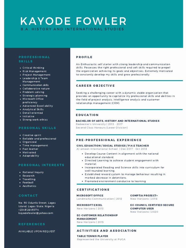Kayode Fowler's CV | PDF | Learning | Leadership