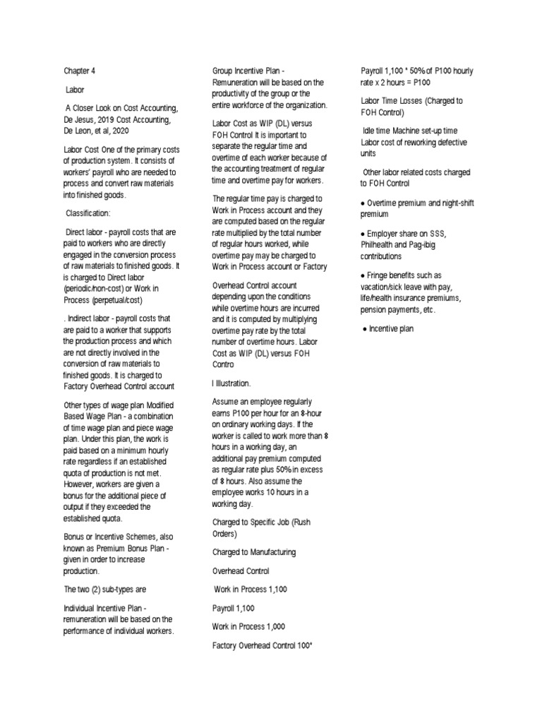 Cost Accounting Labor | PDF | Overtime | Employment Cost Accounting Labor | PDF | Overtime | Employment
