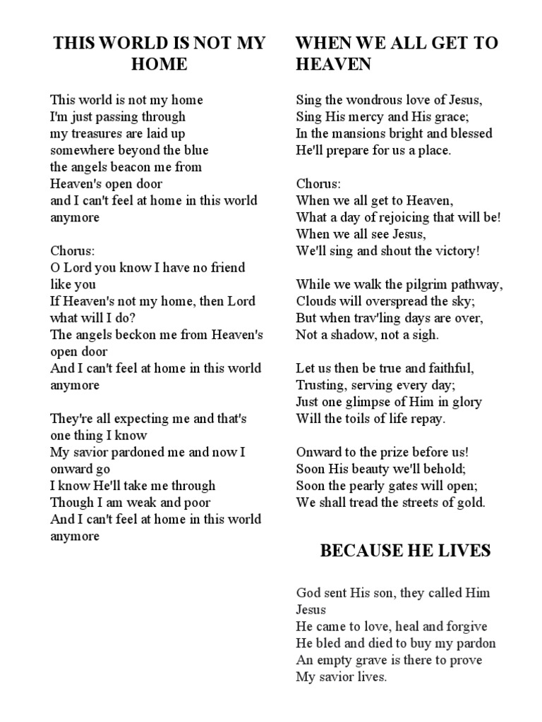 This World Is Not My Home Lyrics | PDF | Jesus | Glory (Religion)