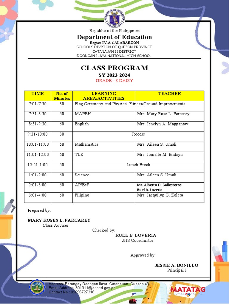 Class Program 2023 2024 | PDF | Philippines
