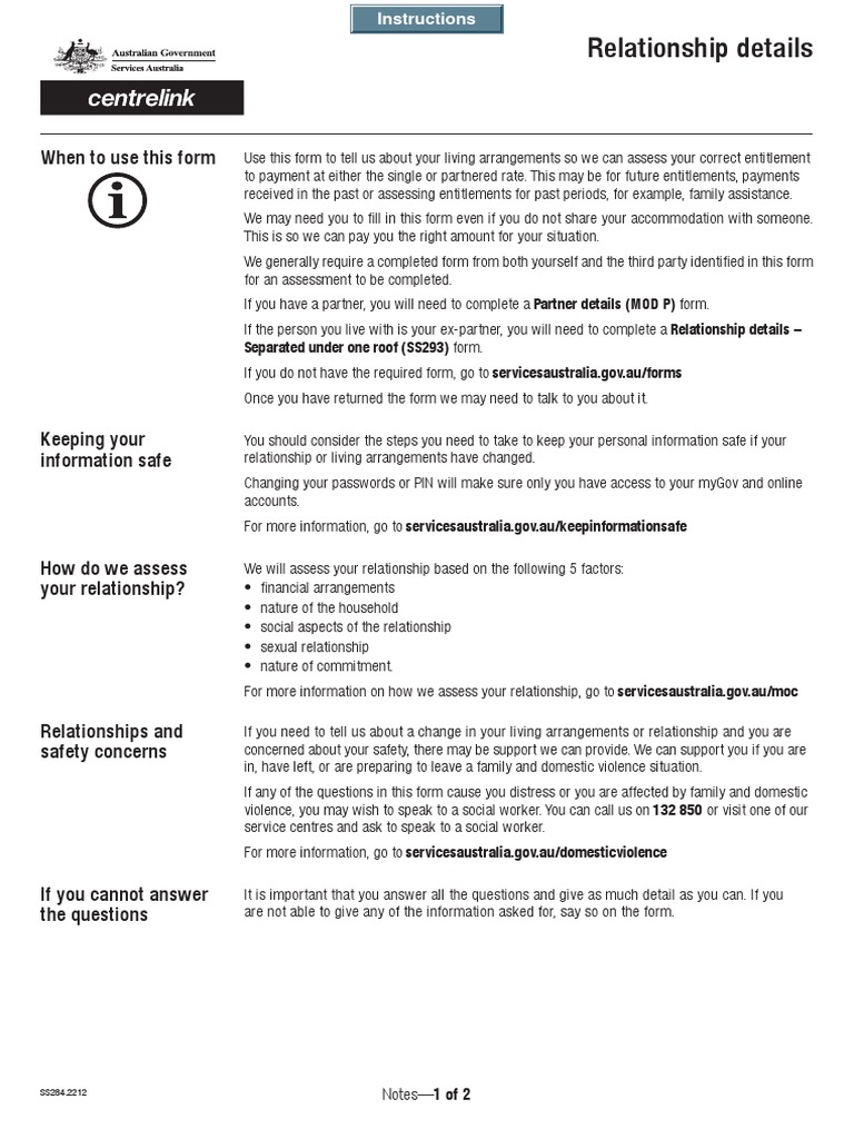 Relationship Details: When To Use This Form | PDF