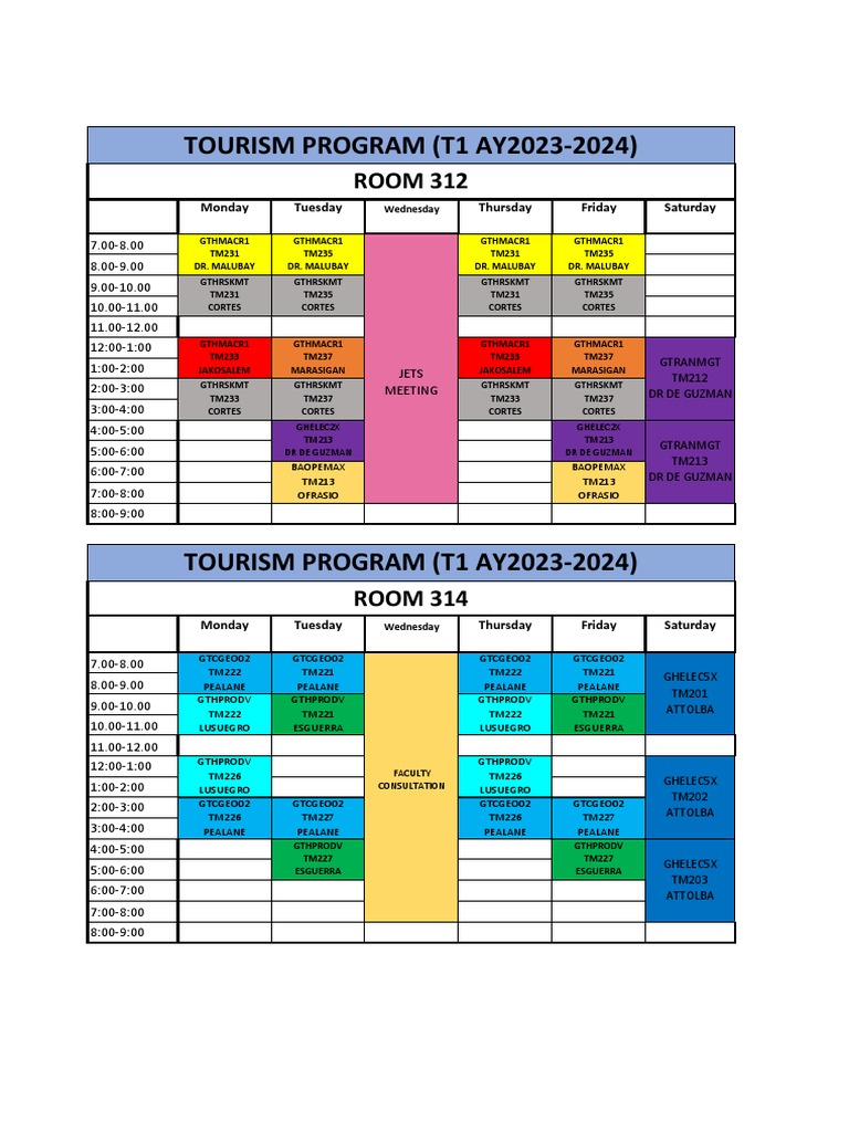 Updated F2F Classroom Schedule T1 Ay2023 24 2 1 | PDF