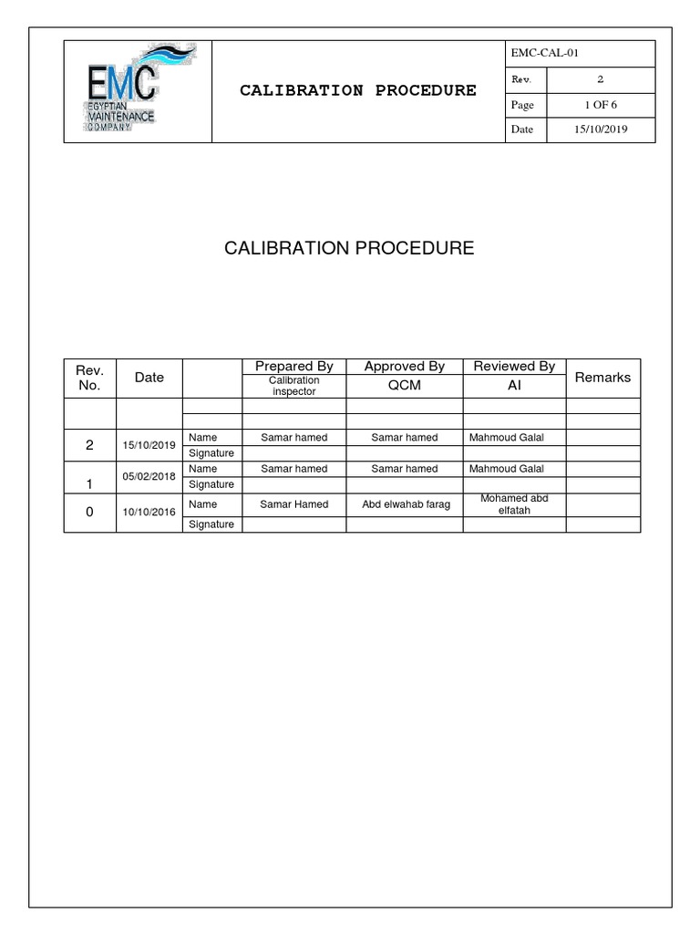 Calibration Procedure | PDF