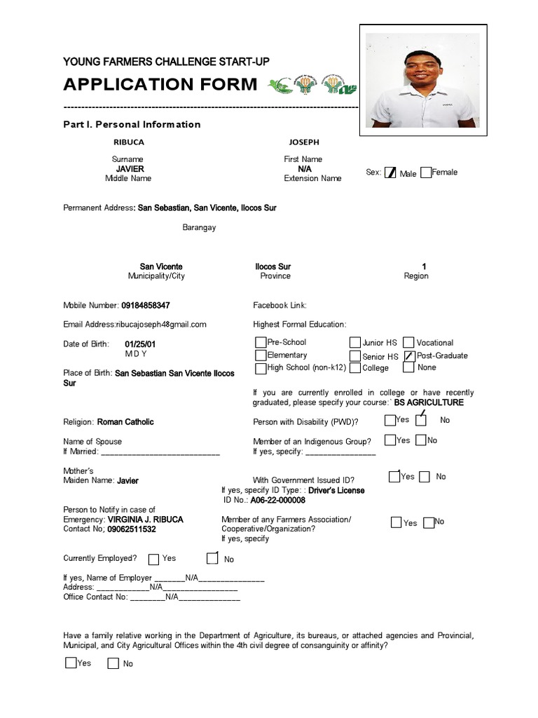 B. Application Form Start Up | PDF