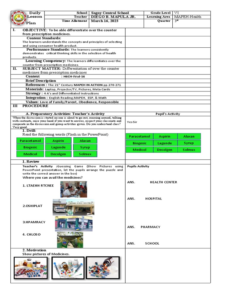 Cot Demo Health 6-Guro21 - 3q - March 16 2023 | PDF | Over The Counter ...