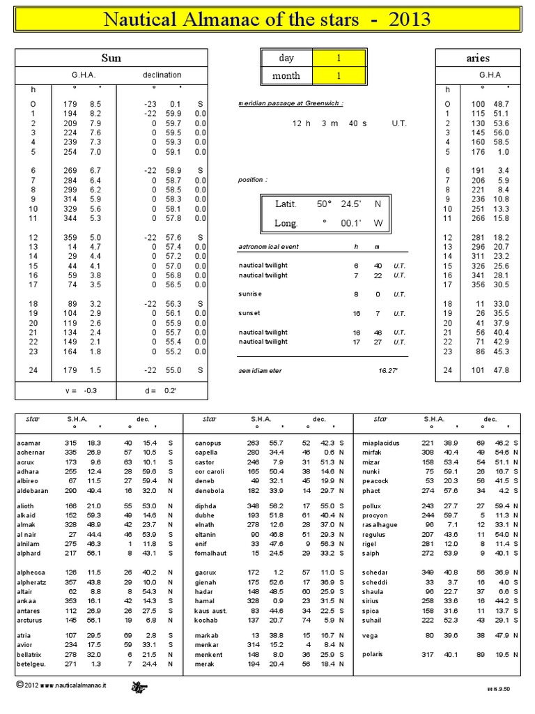 Nautical Almanac 2013 | PDF | Astronomical Objects | Astronomy