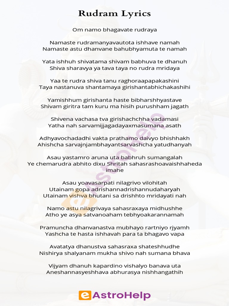 Rudram Lyrics PDF | PDF | Indian Religious Texts | Ancient Indian ...
