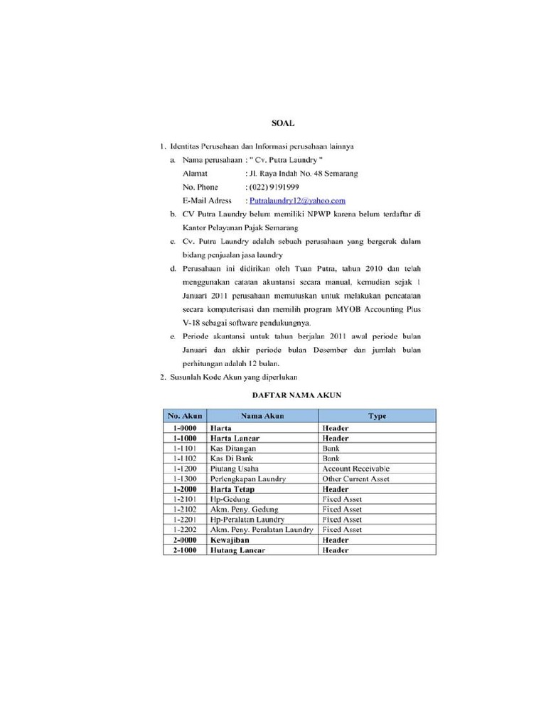 Soal Latihan CV Putra Laundry | PDF