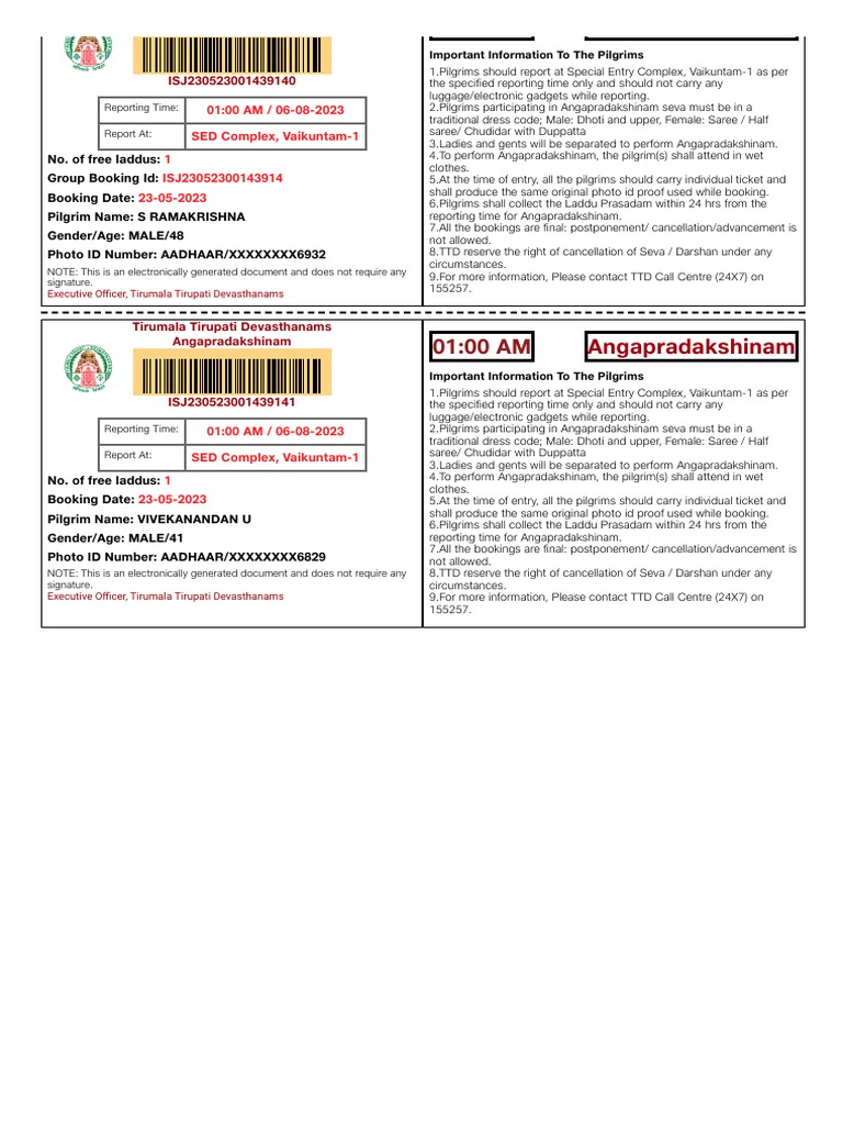 Tirumala Tirupati Devasthanams (Official Booking Portal) | PDF