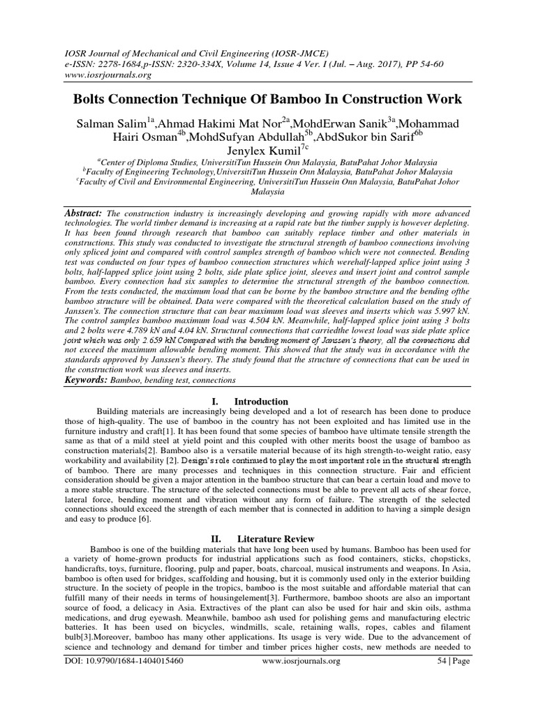 Bamboo Connection Techniques in Construction | PDF | Strength Of ...