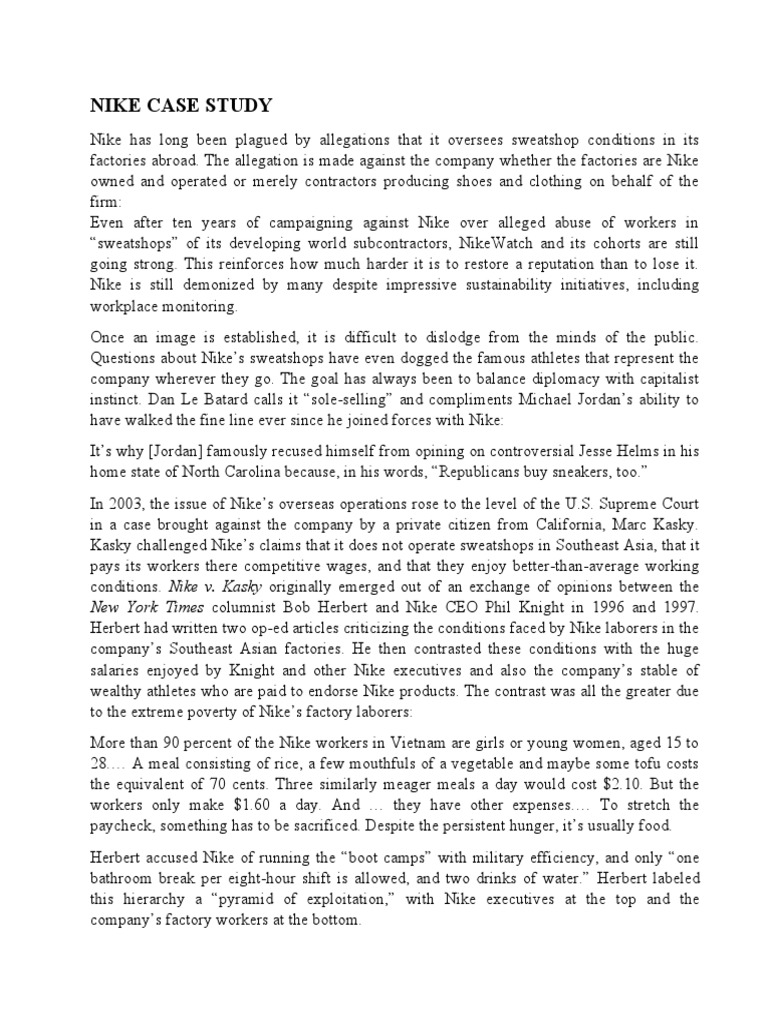 Nike Case Study | Download Free PDF | Corporate Social Responsibility ...