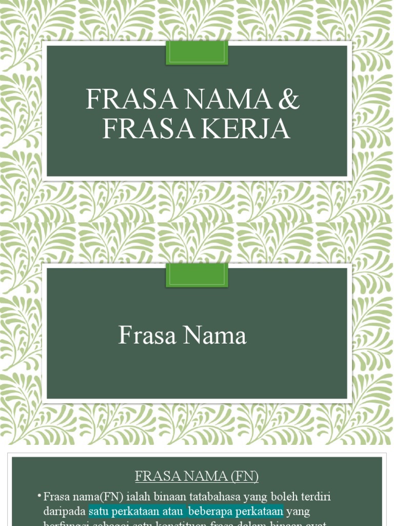 Frasa Nama & Frasa Kerja | PDF