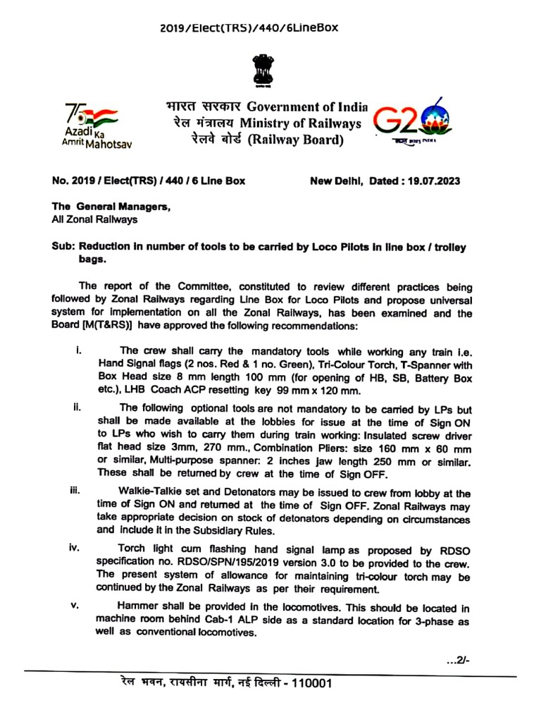 RB Letter Regarding Tools To Be Carried Out by Locopilot | PDF