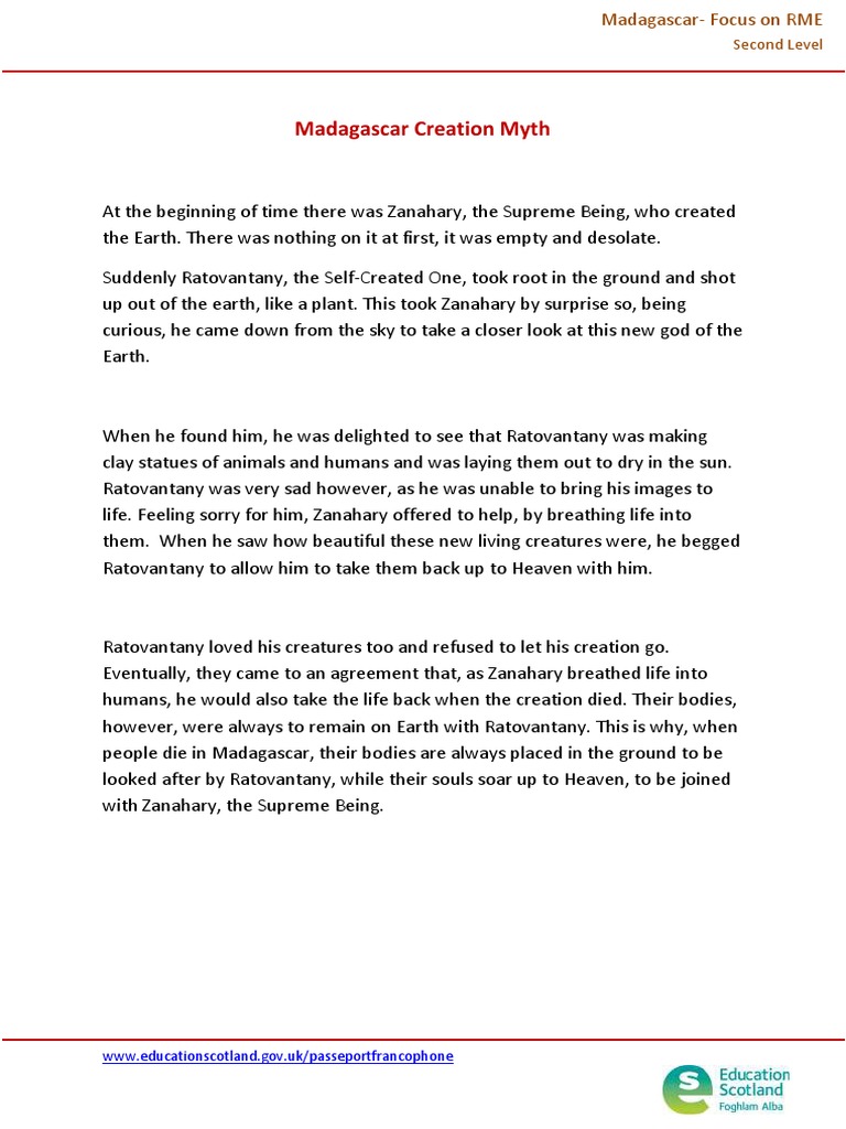 Madagascar Creation Myth Explained | PDF | History | Religion ...