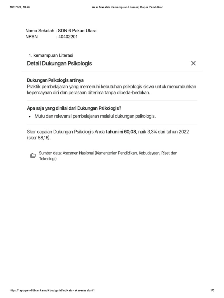 Rapor Mutu SDN 6 Pakue Utara 2023 | PDF