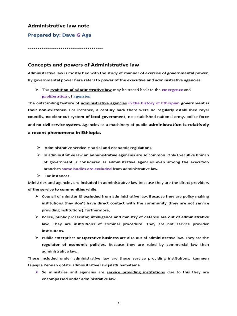 Adminstrative Notes by Professor Dawit | PDF | Administrative Law ...