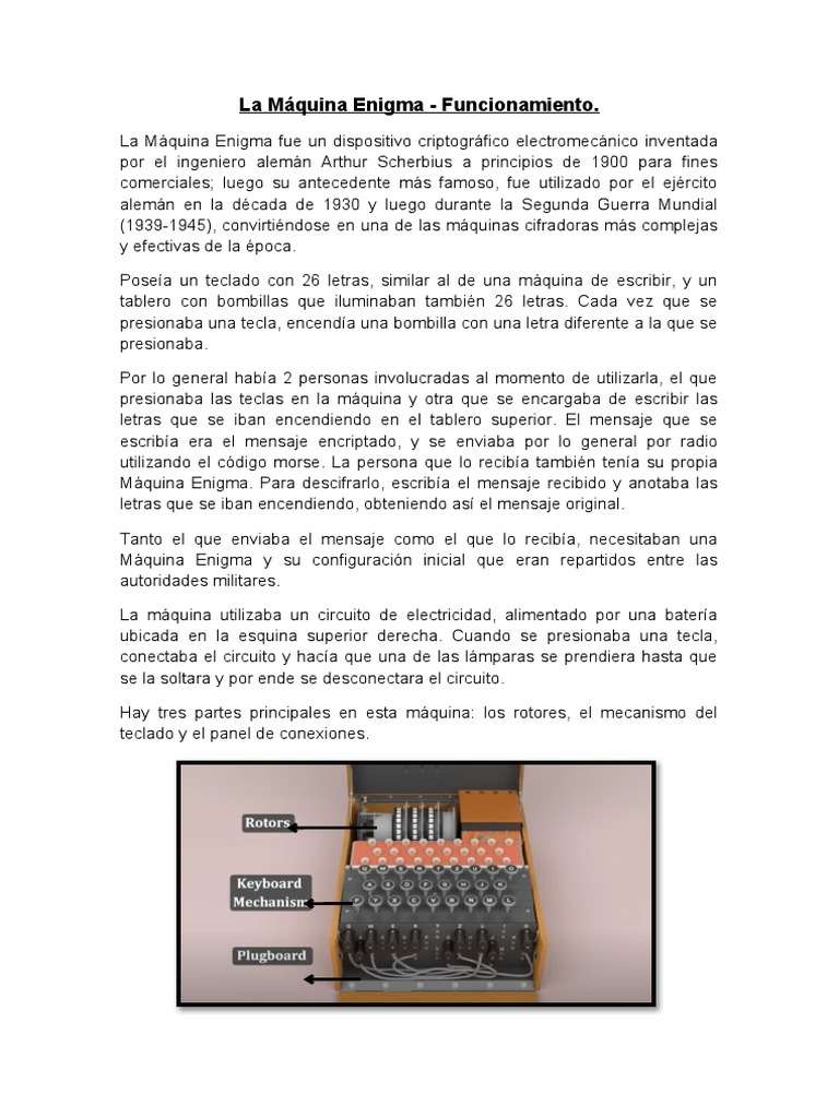 Funcionamiento de la Máquina Enigma | PDF | Ingenieria Eléctrica ...