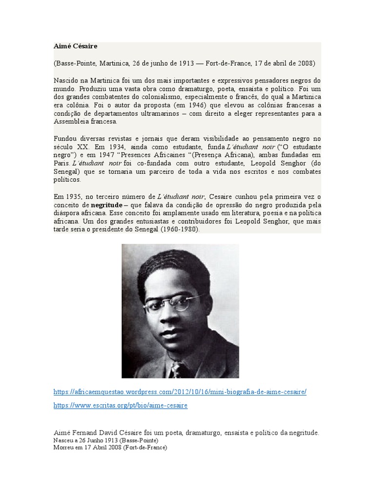 Legado de Aimé Césaire e Negritude | PDF | História | Clássicos