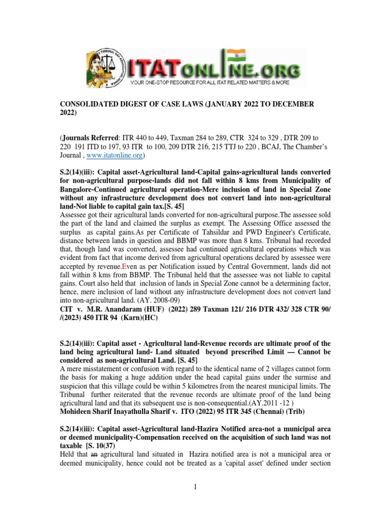 2022 Case Law Digest on Agricultural Land | PDF | Dividend | Valuation ...